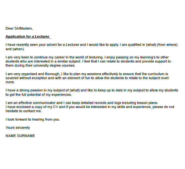 Lecturer Cover Letter Example Icover uk Icover uk
